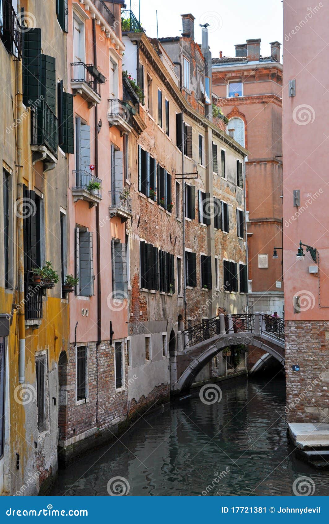 Venetian Narrow Water Channel Stock Image - Image of colorful, love ...