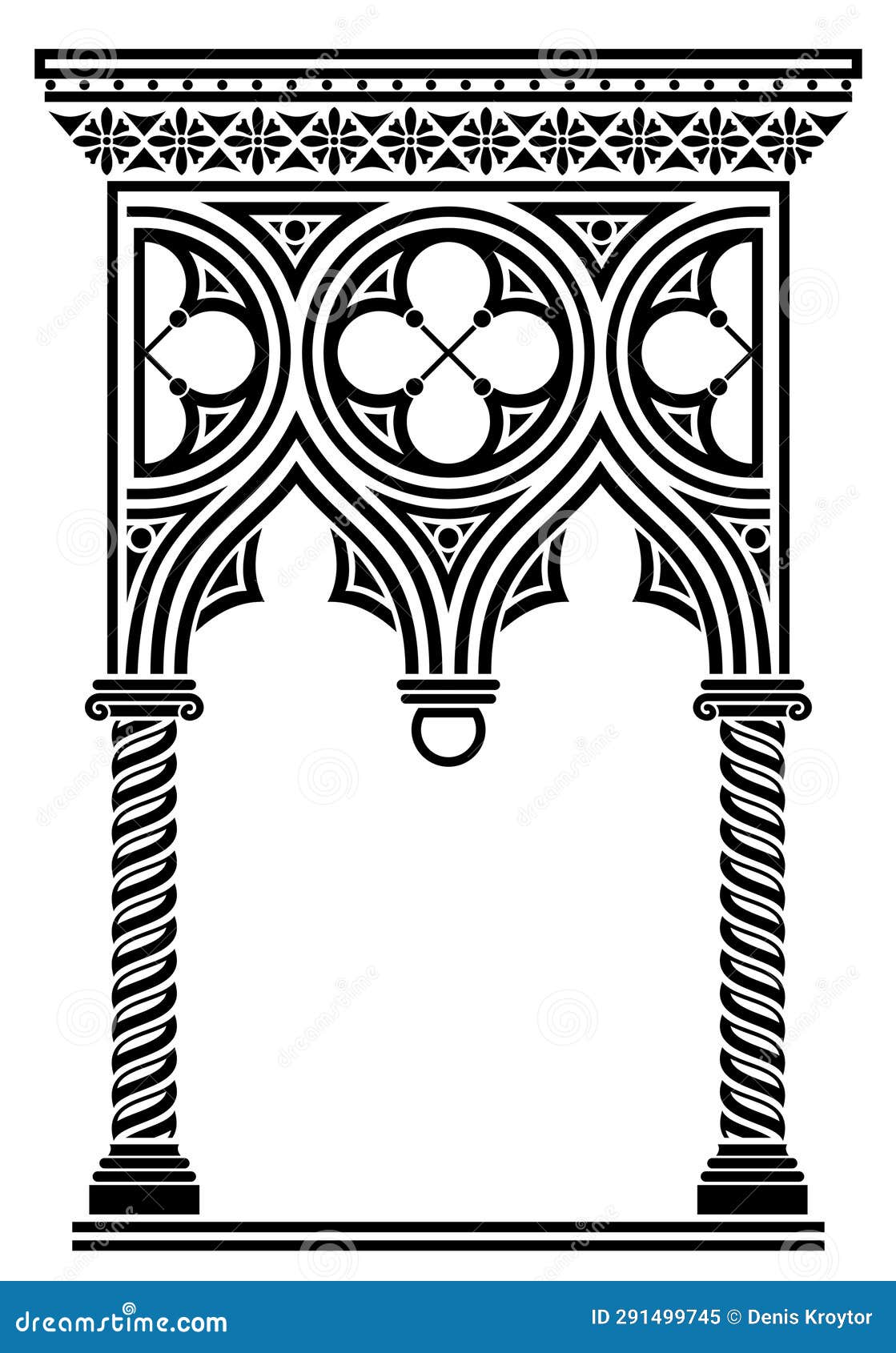 Venetian Old Gothic Architectural Arch or Gallery Stock Illustration ...