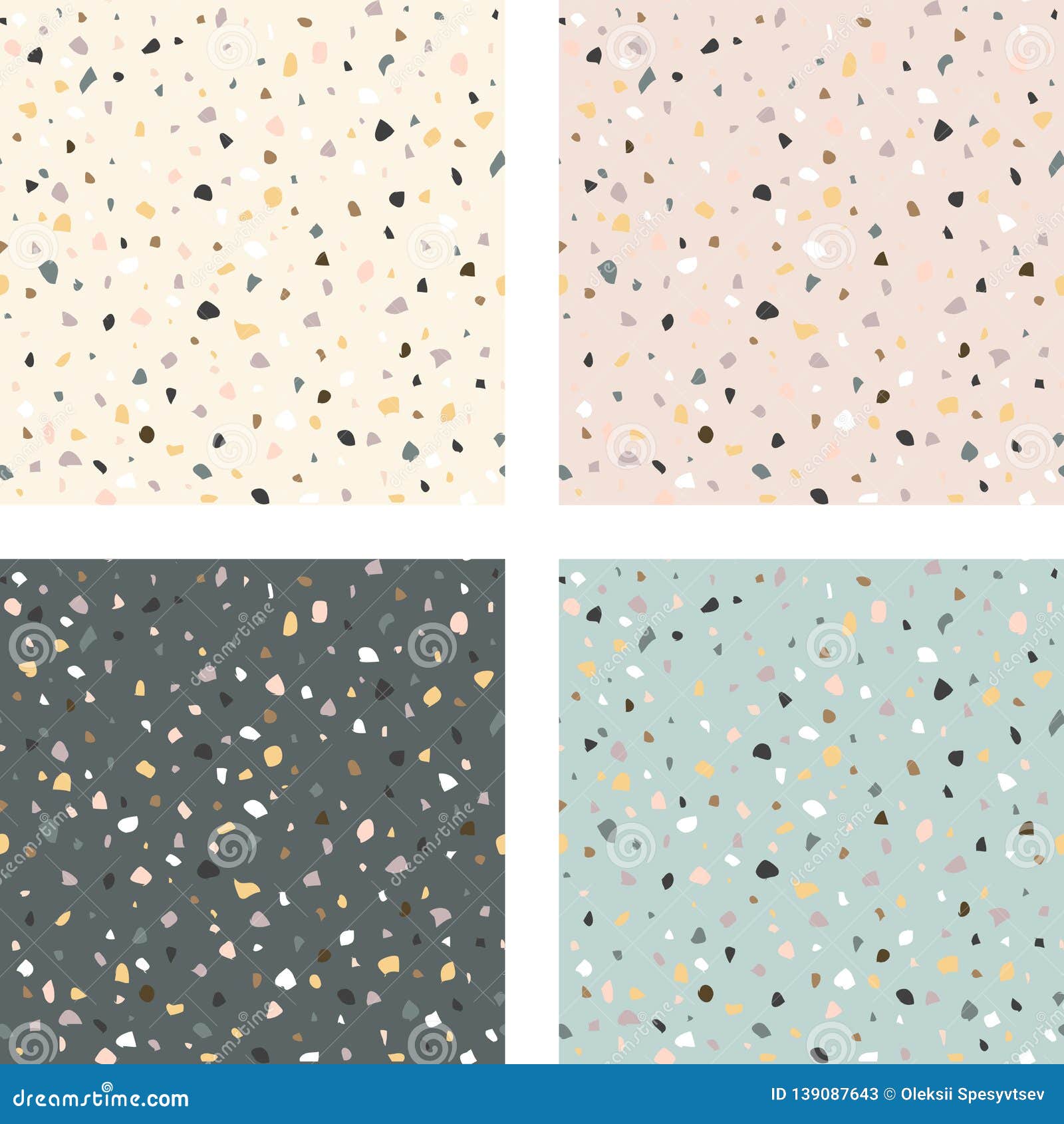 Venetian Style Terrazzo Tiles. Set of Four Seamless Vector Patterns ...