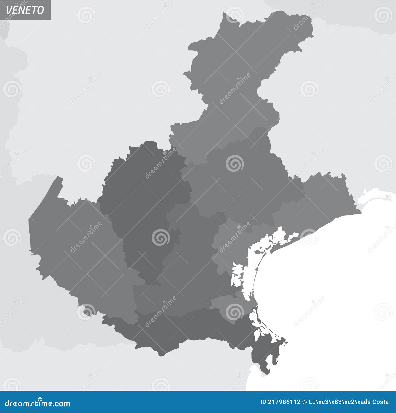 Veneto administrative map stock vector. Illustration of italian - 217986112