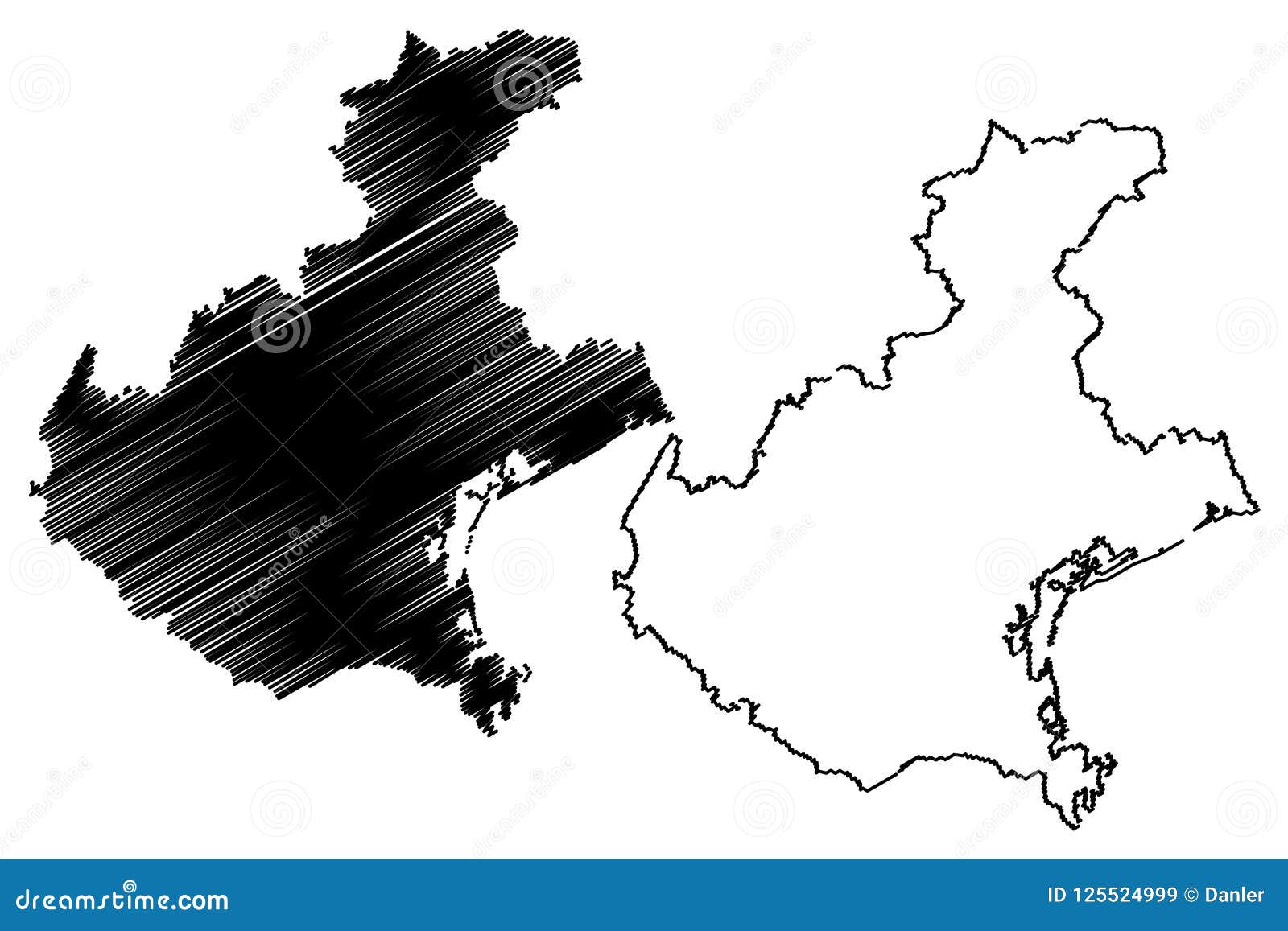 Veneto map vector stock vector. Illustration of europe - 125524999