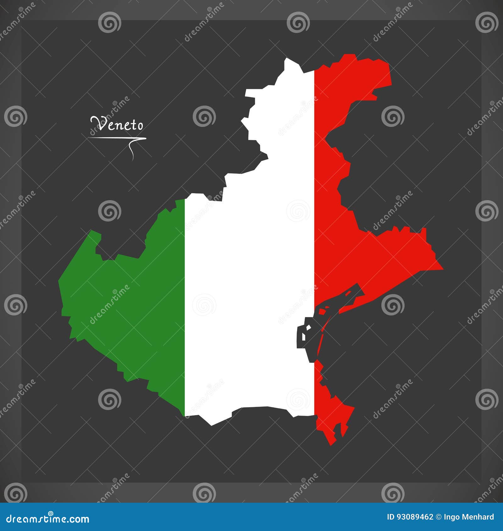 Veneto Map with Italian National Flag Illustration Stock Vector ...