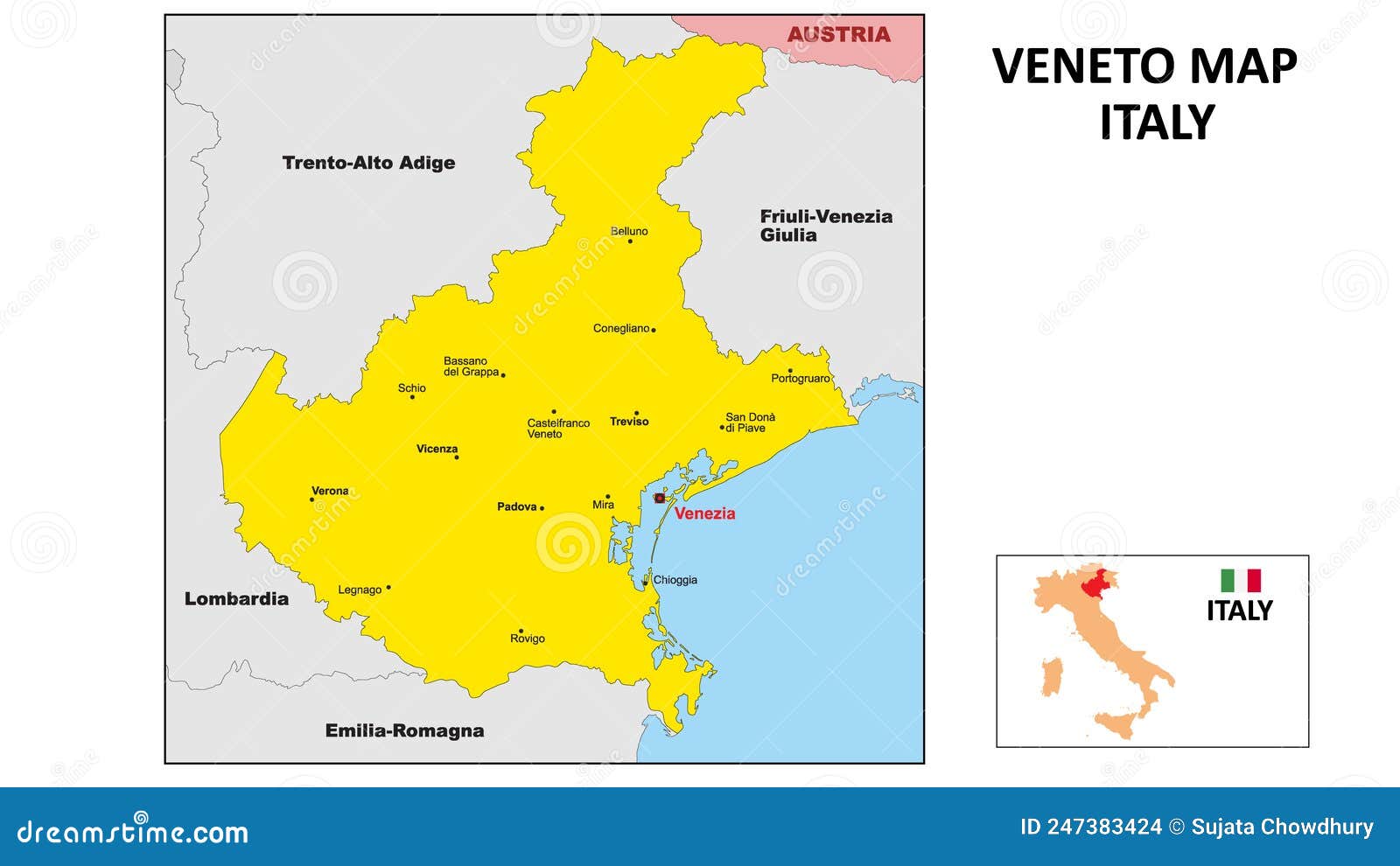 Veneto Map. State and District Map of Veneto Stock Vector ...