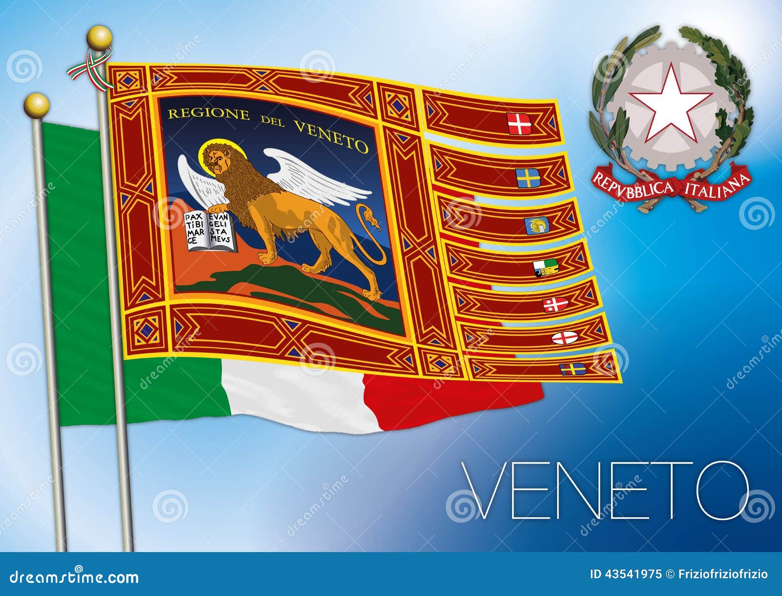 Veneto Regional Flag, Italy Stock Illustration - Illustration of doge ...