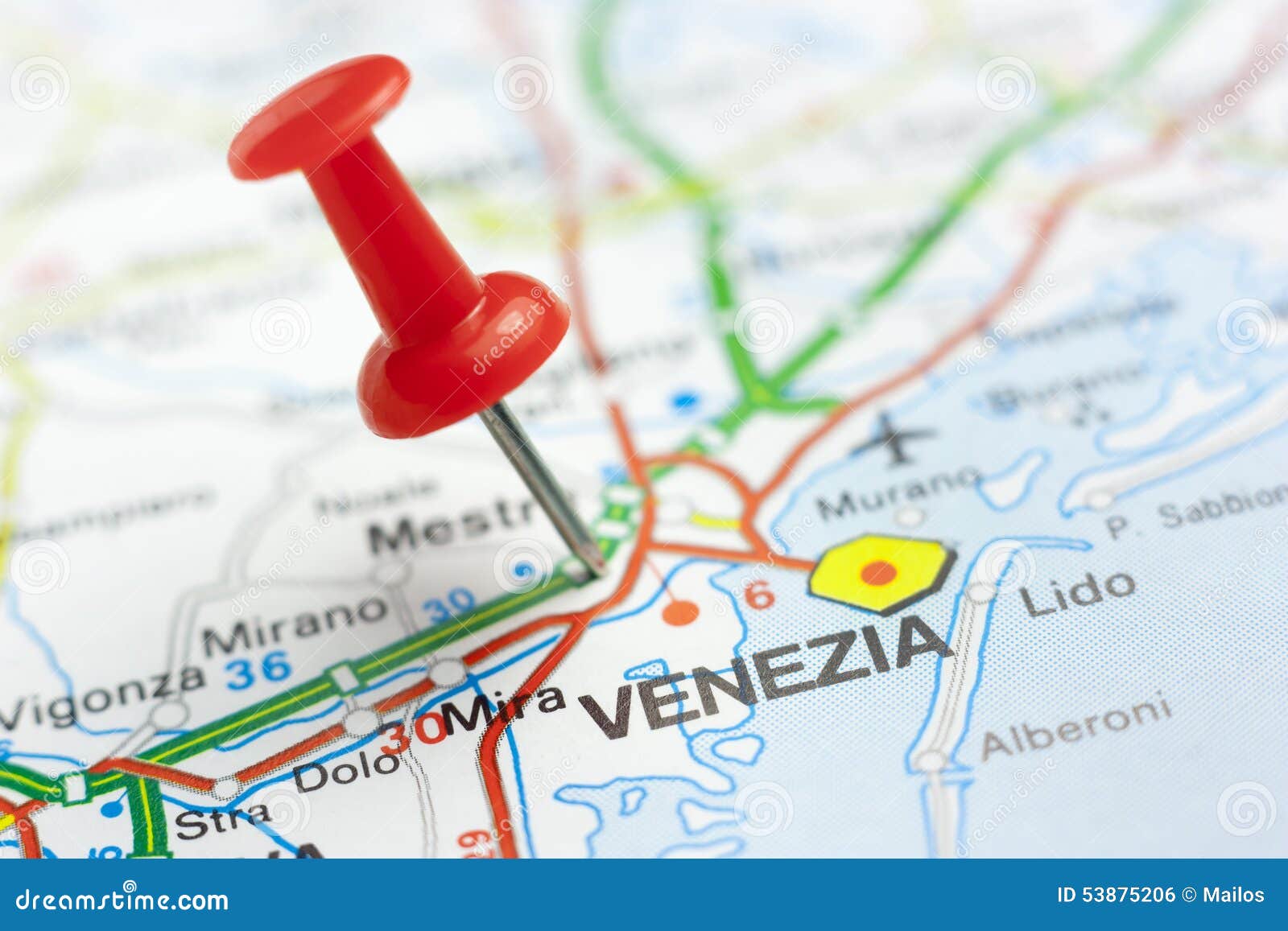 Veneza em um mapa foto de stock. Imagem de carta, cidade - 53875206