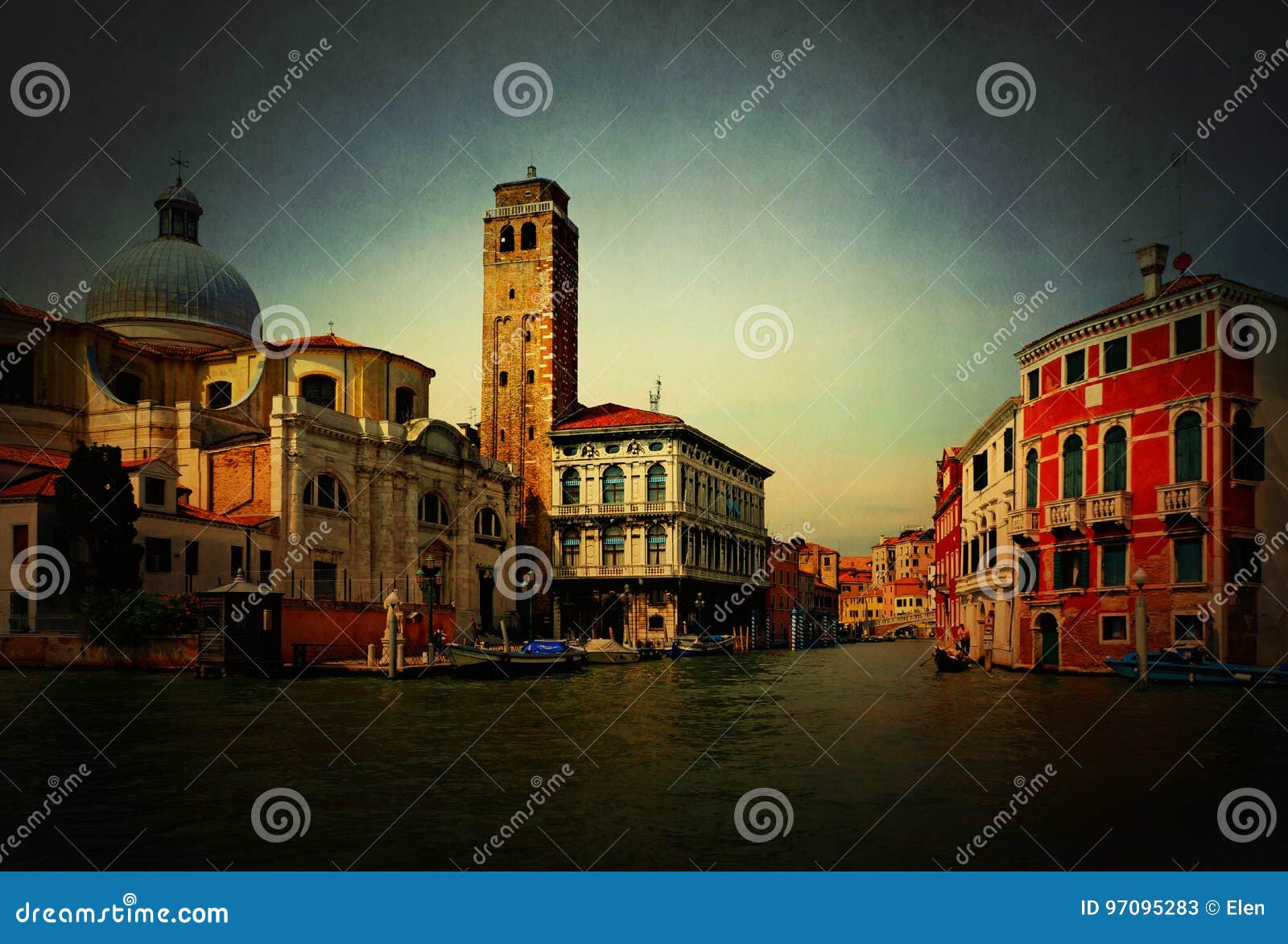 Venezia Cartolina Nel Retro Stile Immagine Stock - Immagine di italiano ...