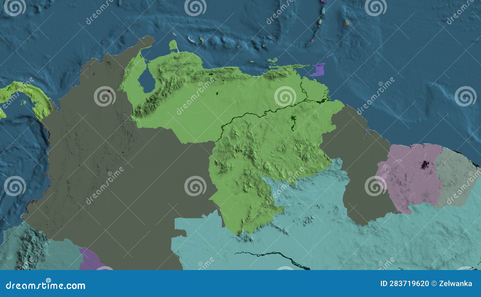 Venezuela Area. Administrative Map Stock Illustration - Illustration of ...