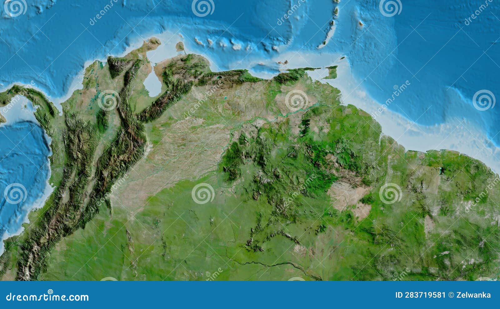 Venezuela Area. Satellite Map Stock Illustration - Illustration of ...