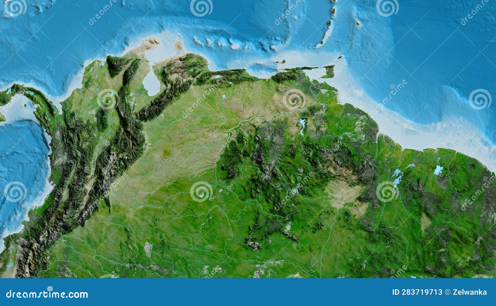 Venezuela Area. Satellite Map Stock Illustration - Illustration of ...