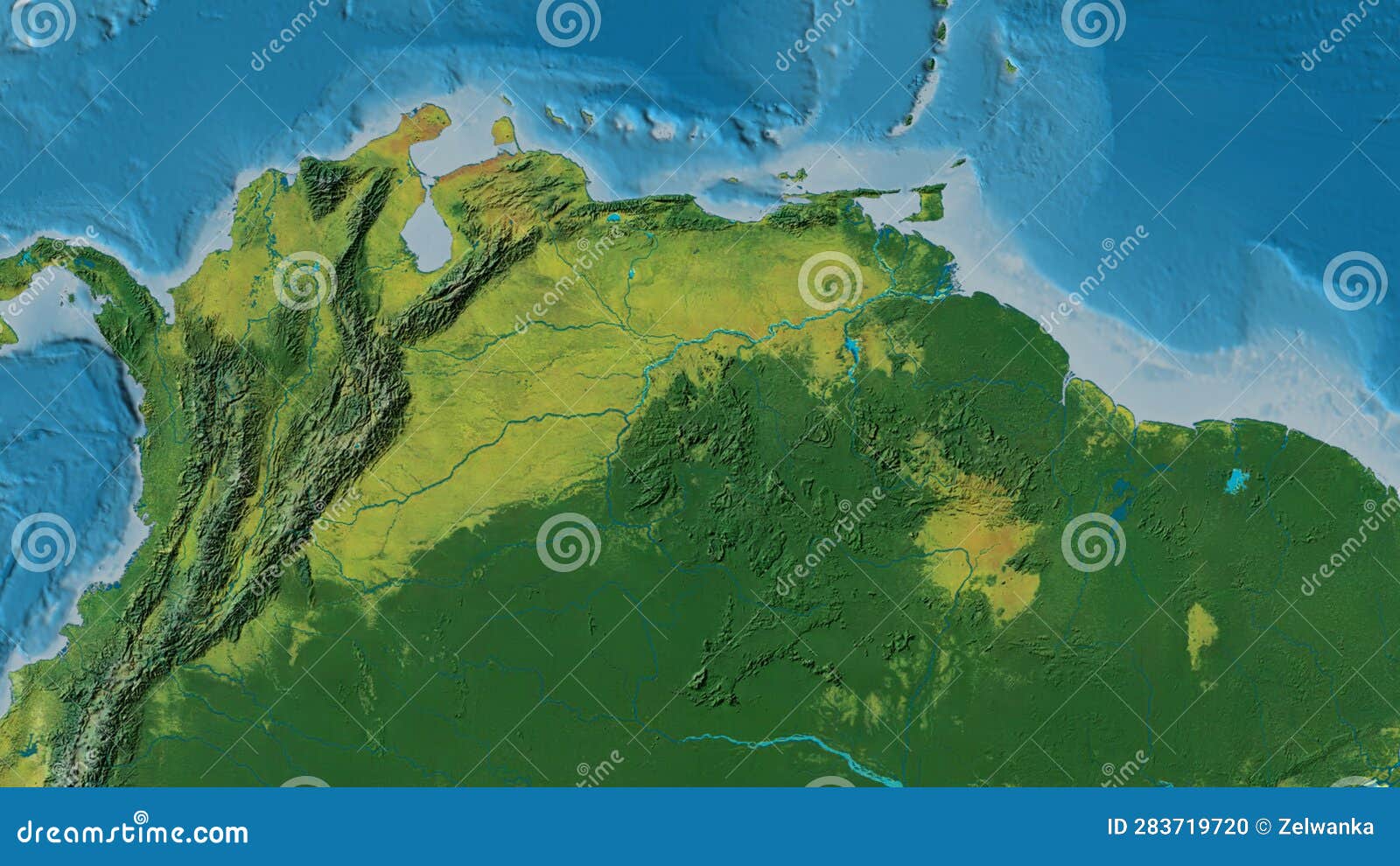 Venezuela Area. Topographic Map Stock Illustration - Illustration of elevation, venezuela: 283719720