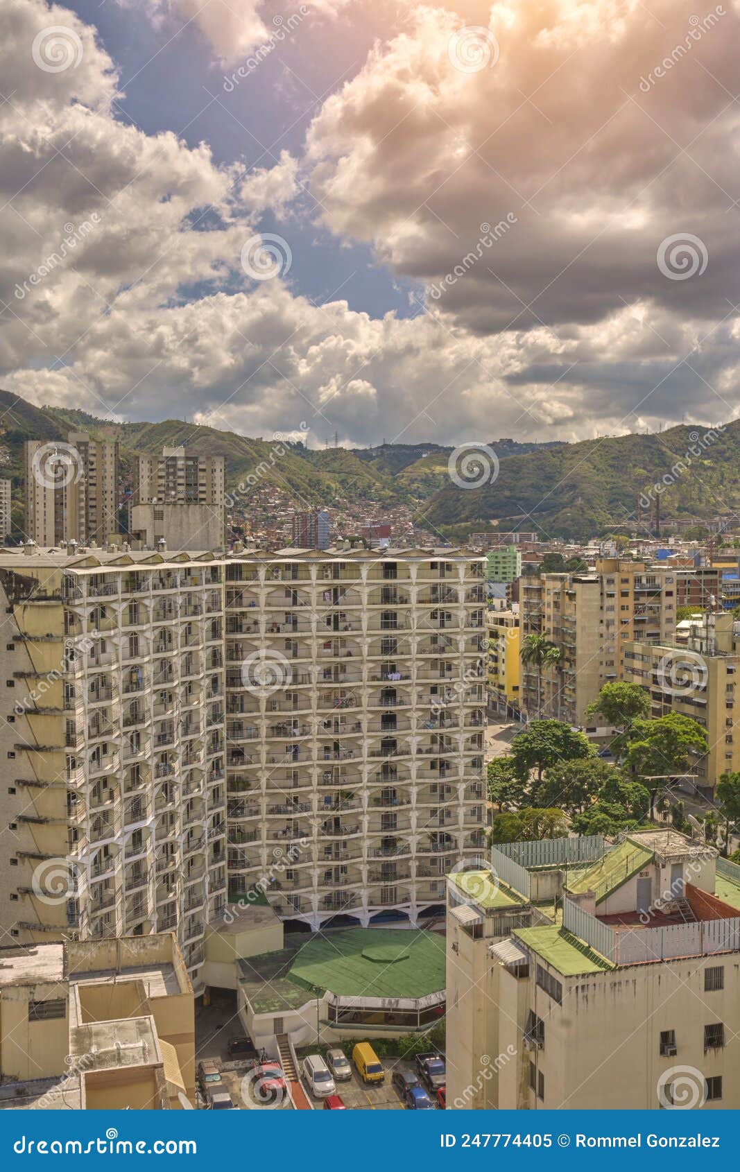 Venezuela, Caracas, View of Building and Mountains of Caracas. Stock ...