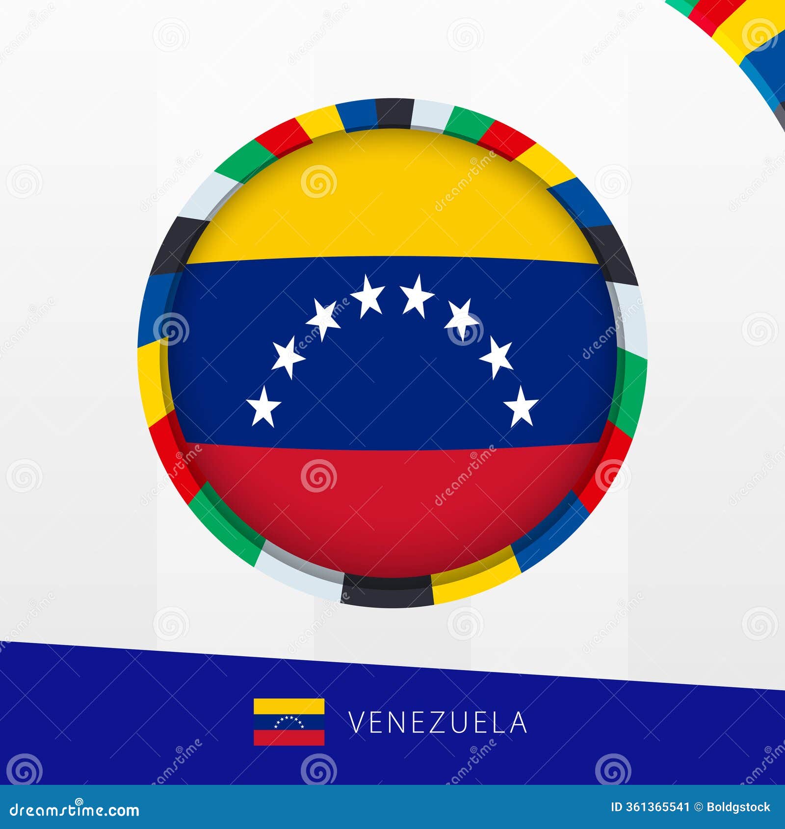 Venezuela Flag with Colorful Circle Border Stock Illustration ...