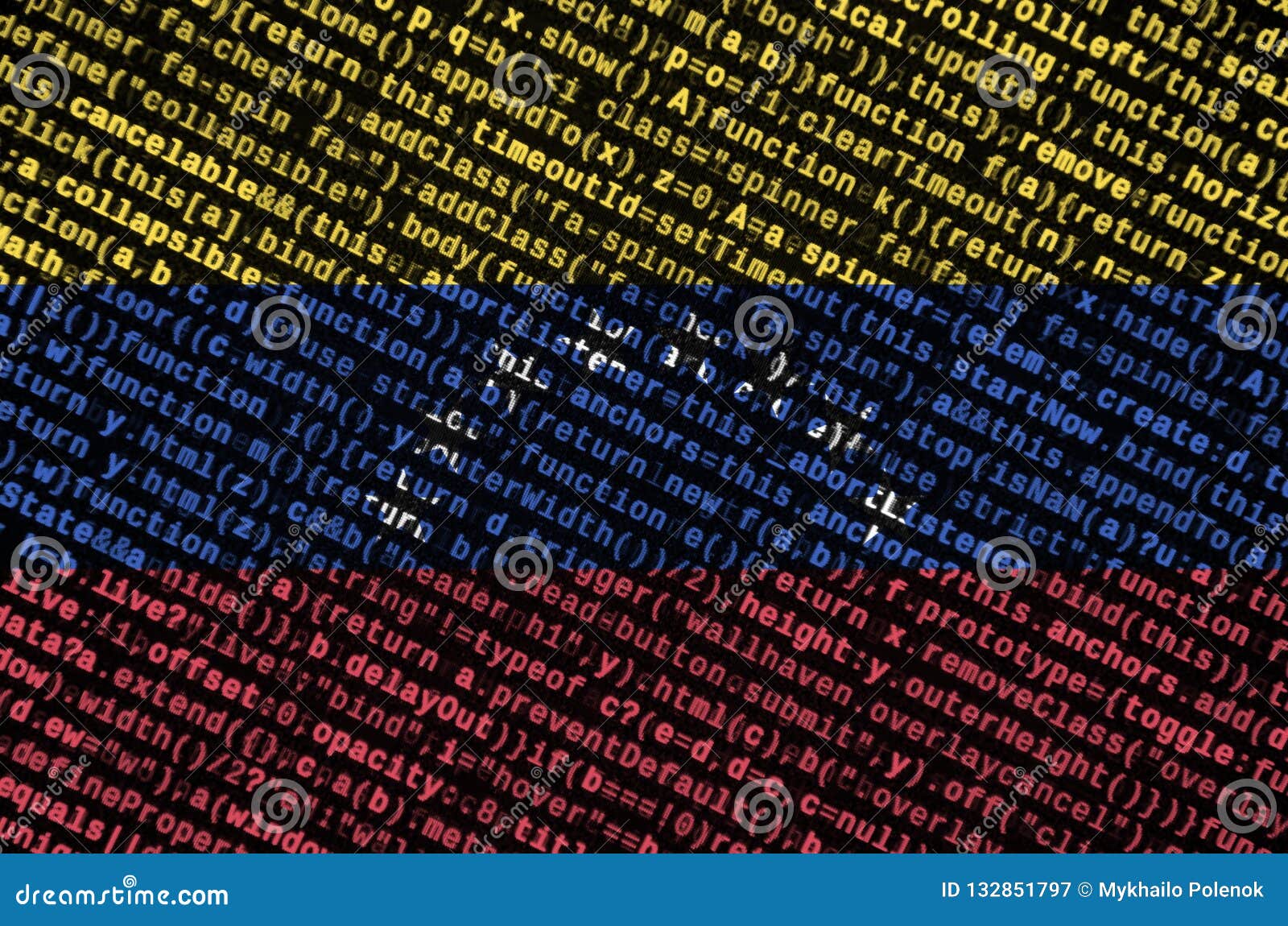 Venezuela Flag is Depicted on the Screen with the Program Code. the ...