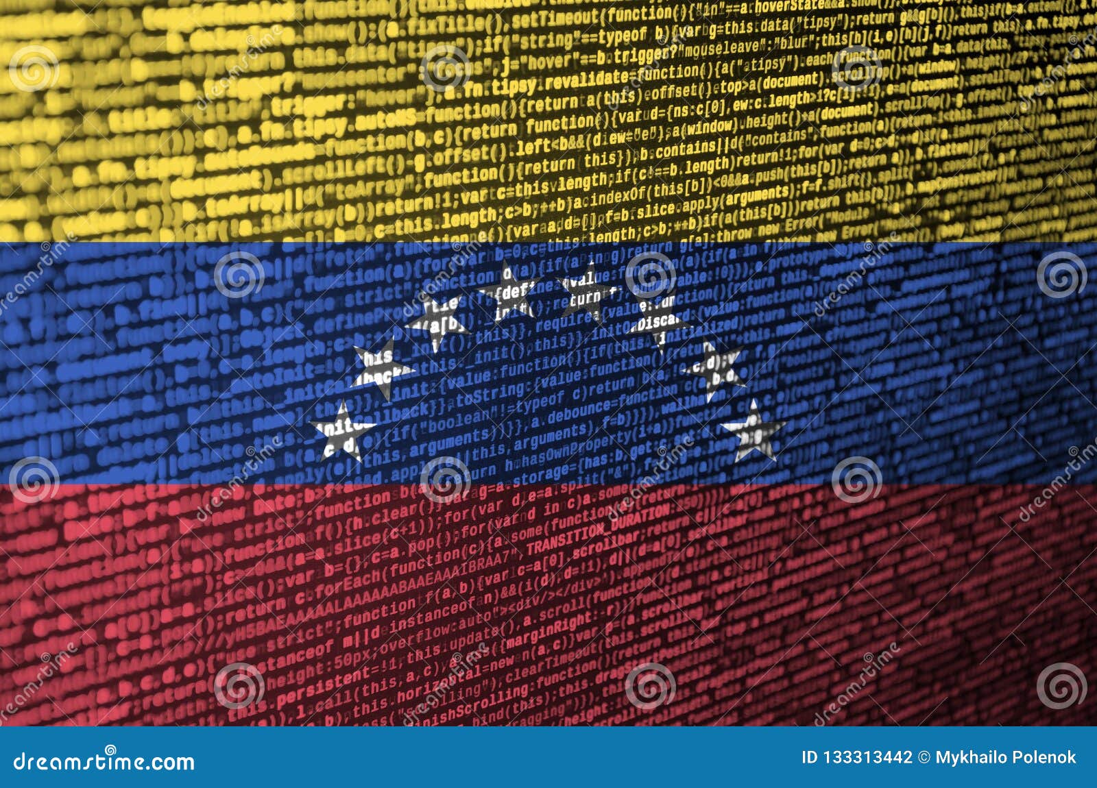 Venezuela Flag is Depicted on the Screen with the Program Code. the ...