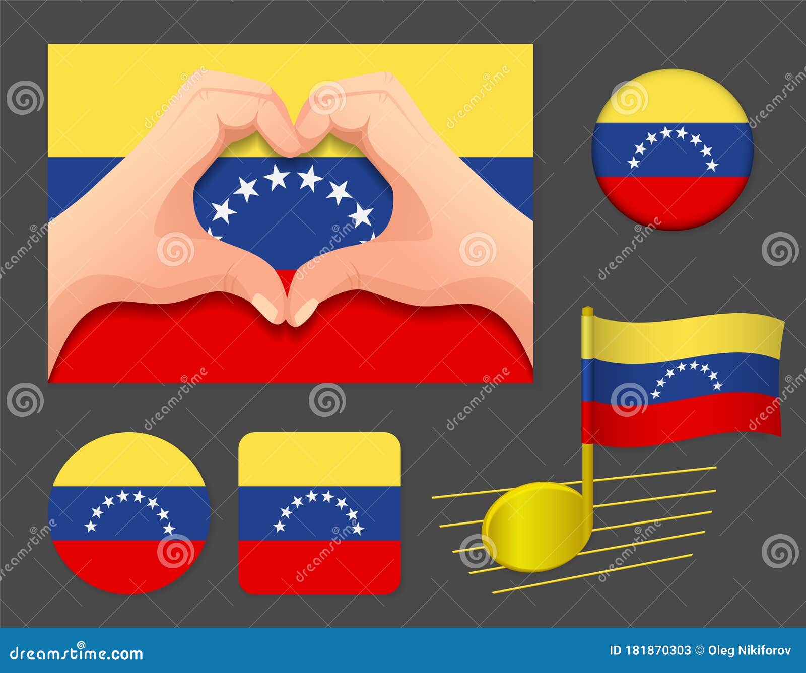 Venezuela flag icon stock illustration. Illustration of waving - 181870303
