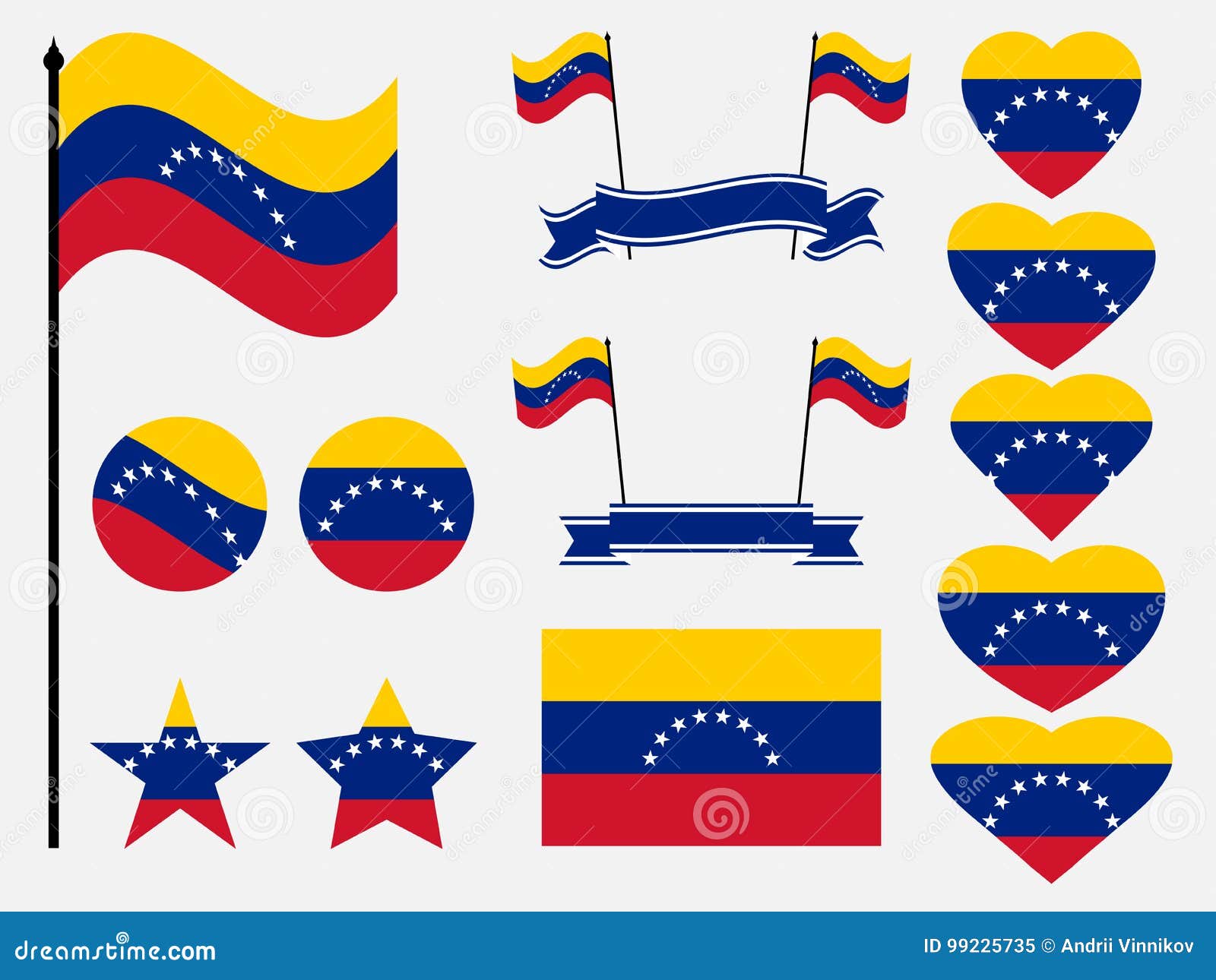 Venezuela Flag Set Symbols, Flag in Heart. Vector Stock Vector ...