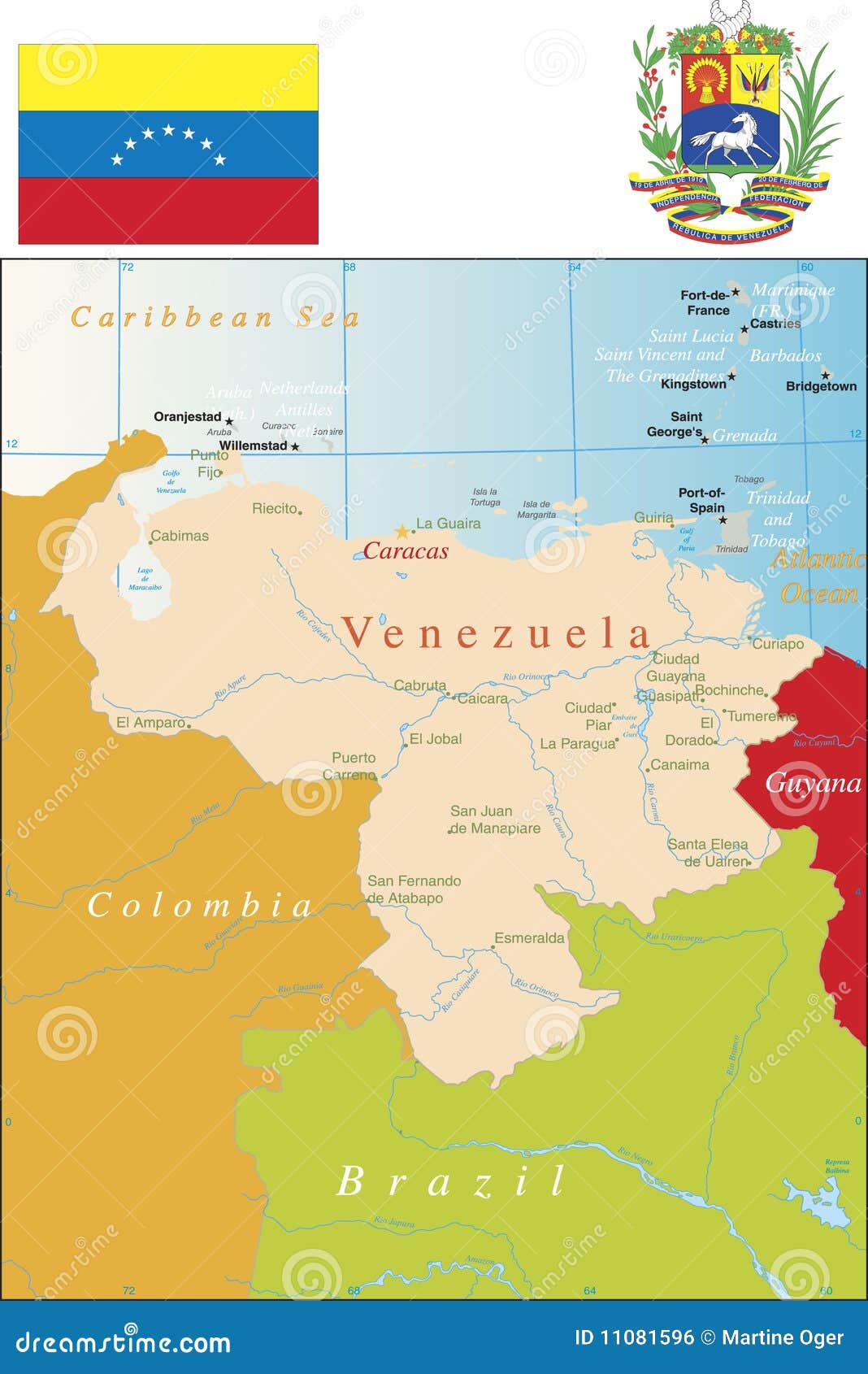 Venezuela Map. Royalty Free Stock Image - Image: 11081596
