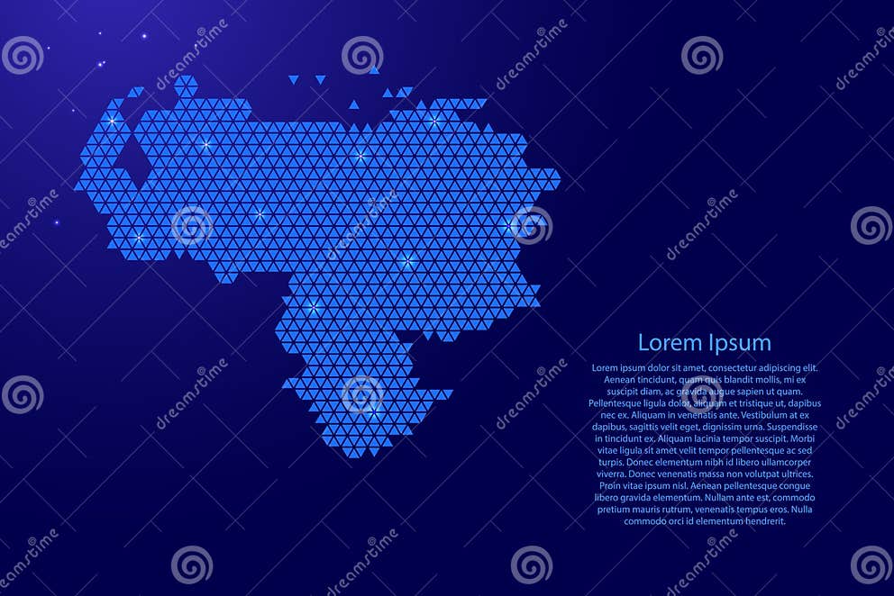 Venezuela Map Abstract Schematic from Blue Triangles Repeating Pattern ...
