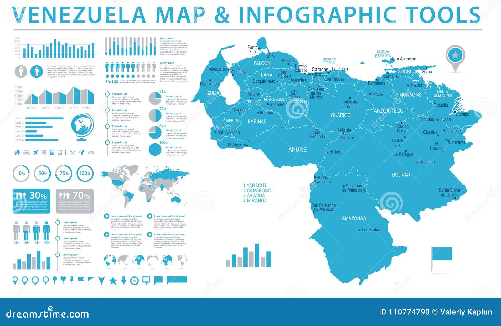 Venezuela Map - Info Graphic Vector Illustration Stock Illustration ...