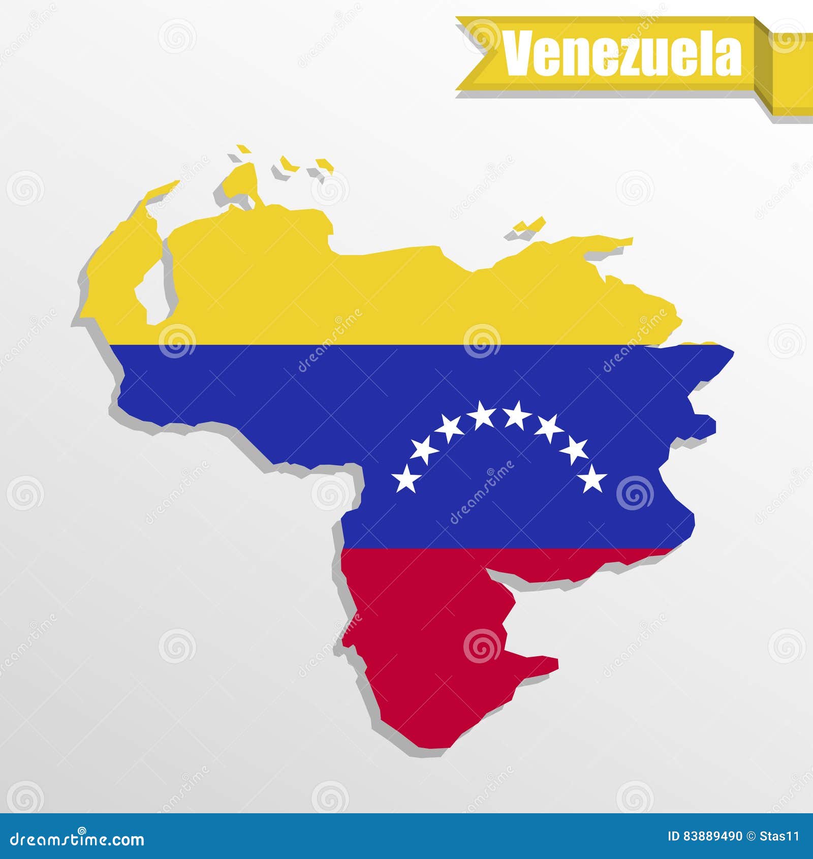 Venezuela Map with Flag Inside and Ribbon Stock Vector - Illustration ...
