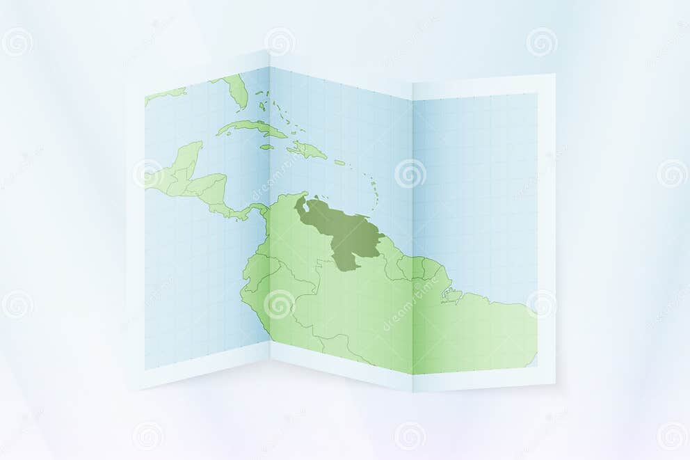 Venezuela Map, Folded Paper with Venezuela Map Stock Vector ...