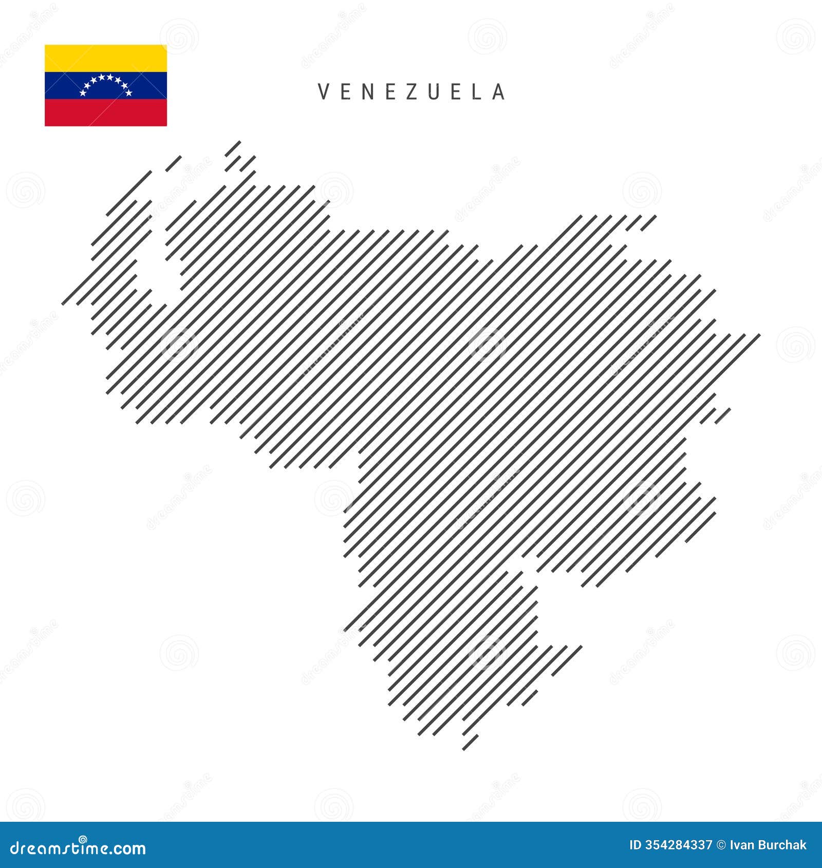 Venezuela Map from Pattern of Black Slanted Parallel Lines. Flat Vector ...