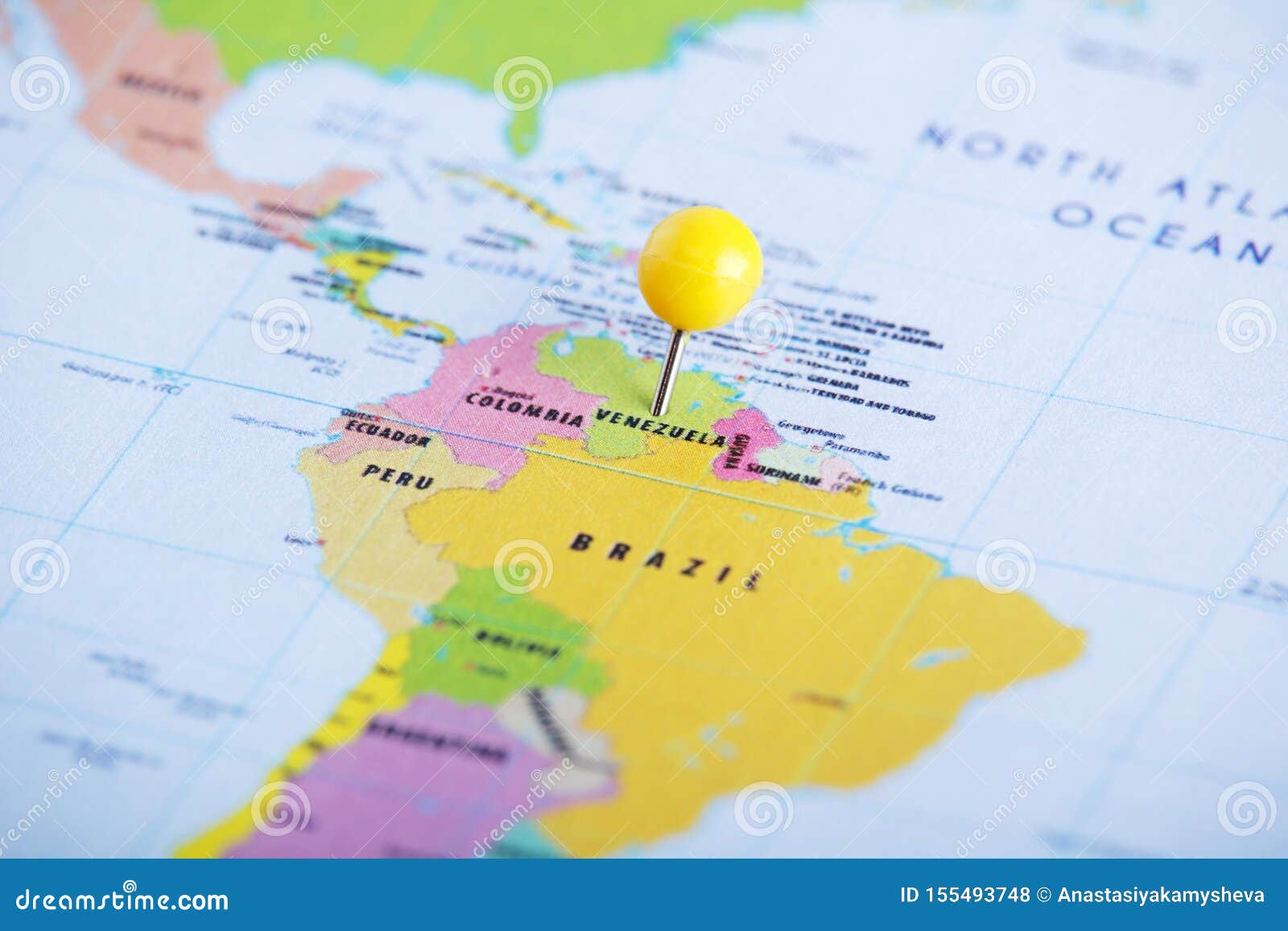 Venezuela Pinned at the Map Stock Photo - Image of marked, colorful ...