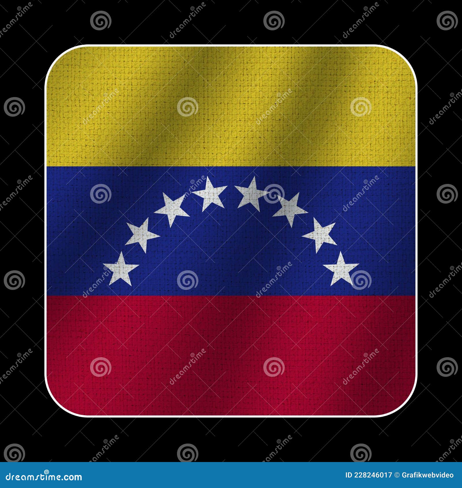 Venezuela Square Flag, Fabric Pattern Texture, Black Background, 3D ...