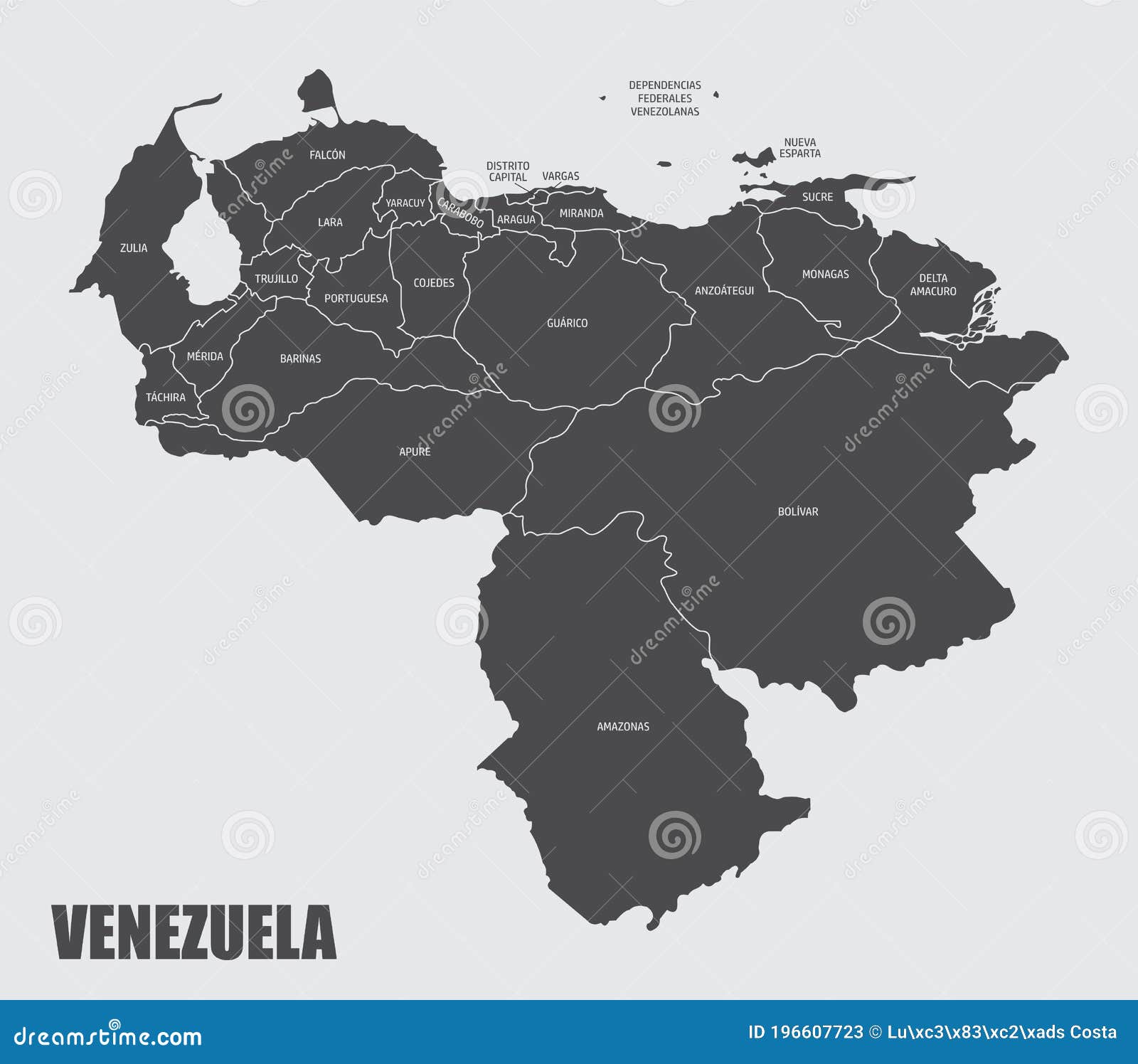 Venezuela States map stock vector. Illustration of digital - 196607723