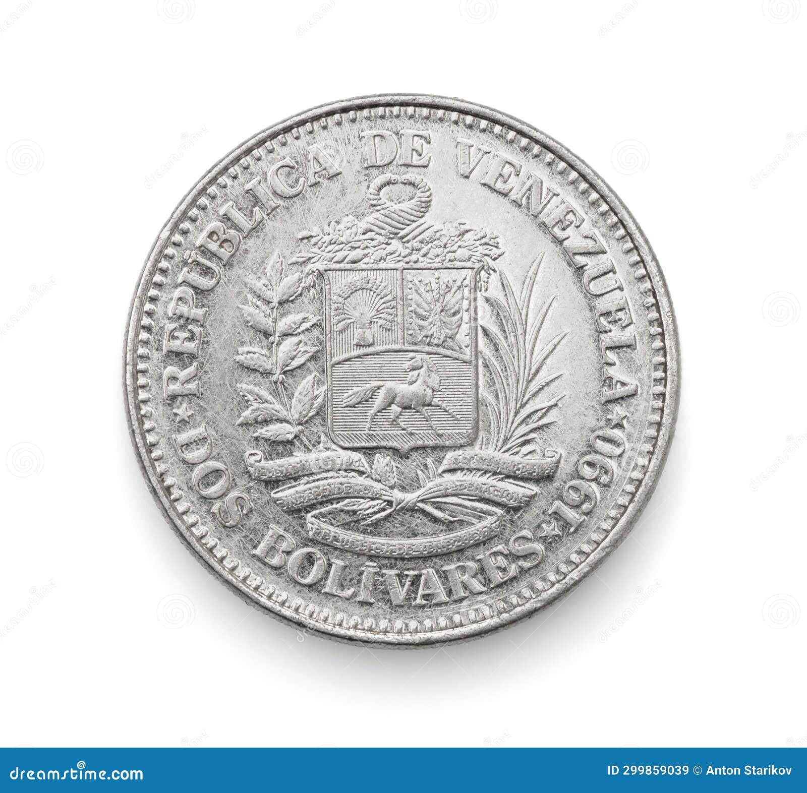 Venezuela two bolivar coin stock image. Image of wealth - 299859039