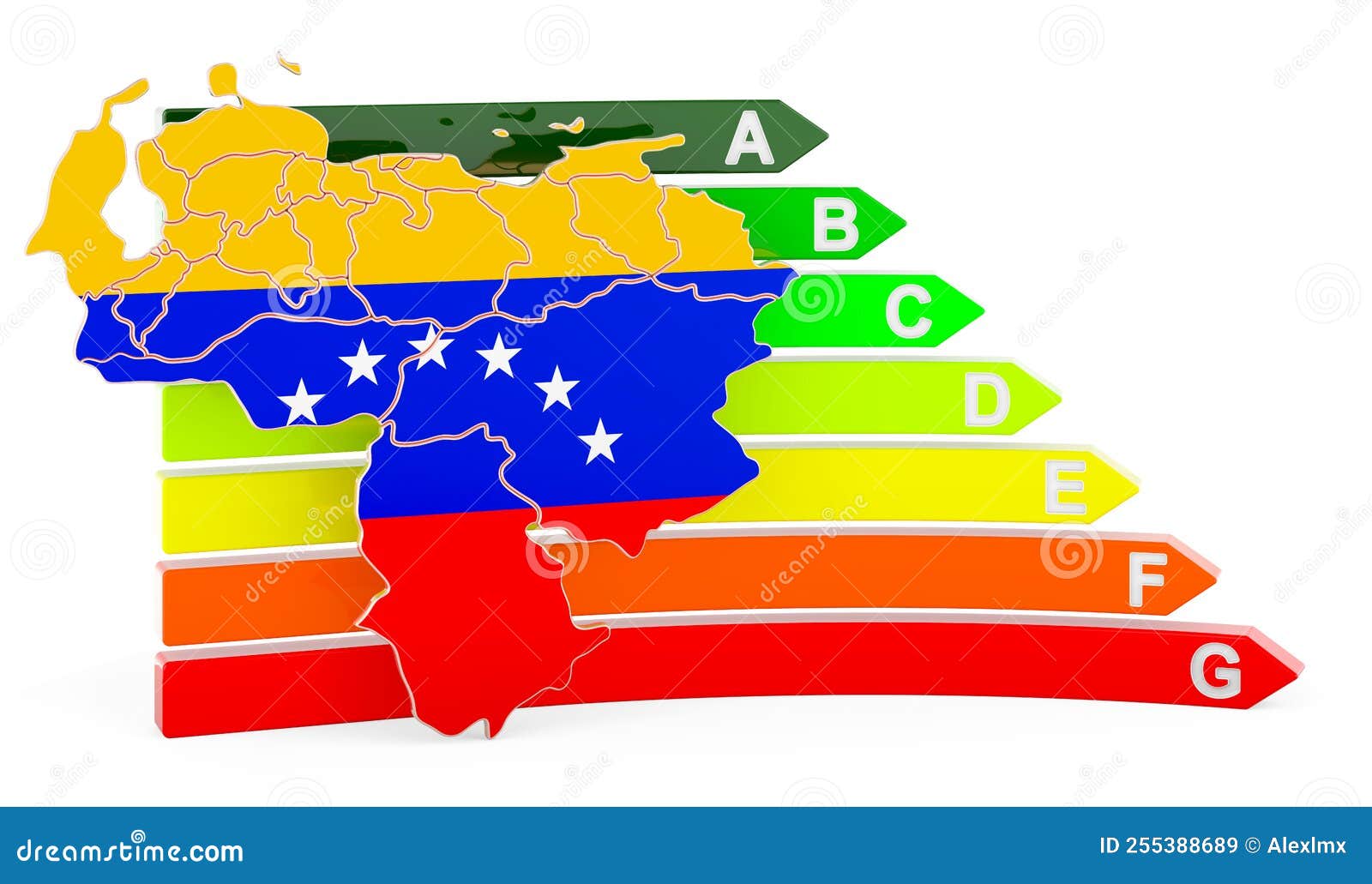 Venezuelan Map with Energy Efficiency Rating, 3D Rendering Stock ...