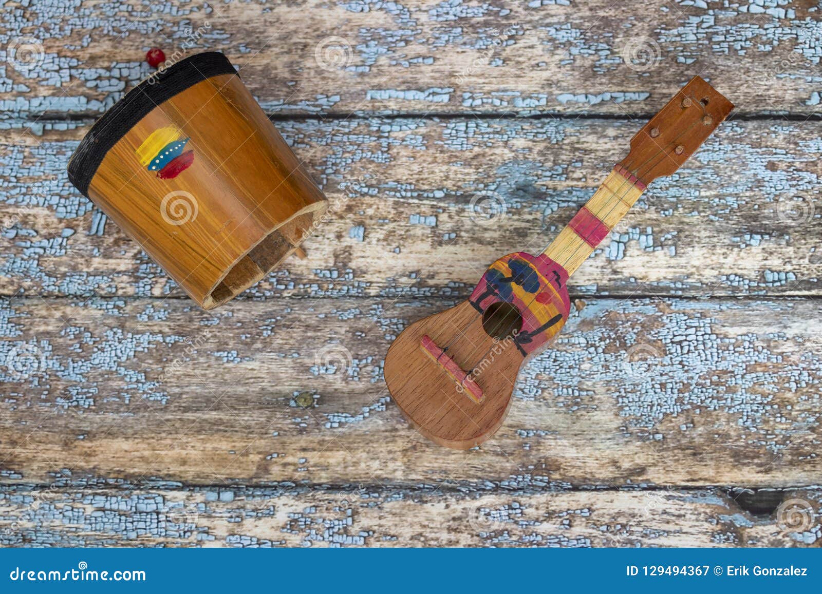 Venezuelan Musical Instruments, Cuatro and Drum Stock Image - Image of ...