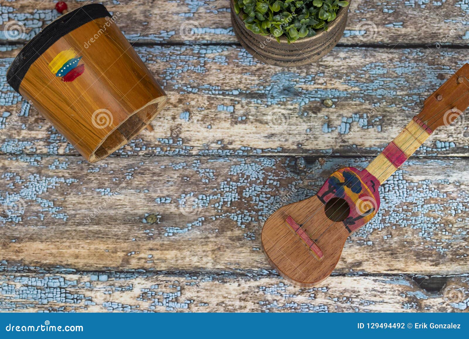 Venezuelan Musical Instruments, Cuatro and Drum Stock Photo - Image of ...