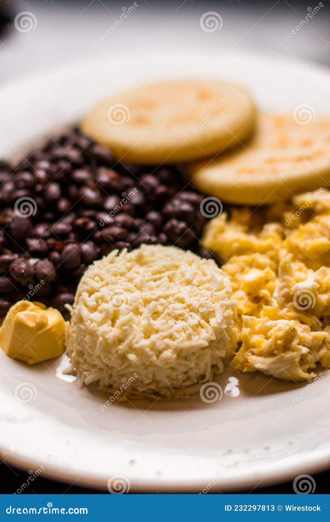 Venezuelan-type Creole Breakfast with Grains, Scrambled Egg and Grated ...