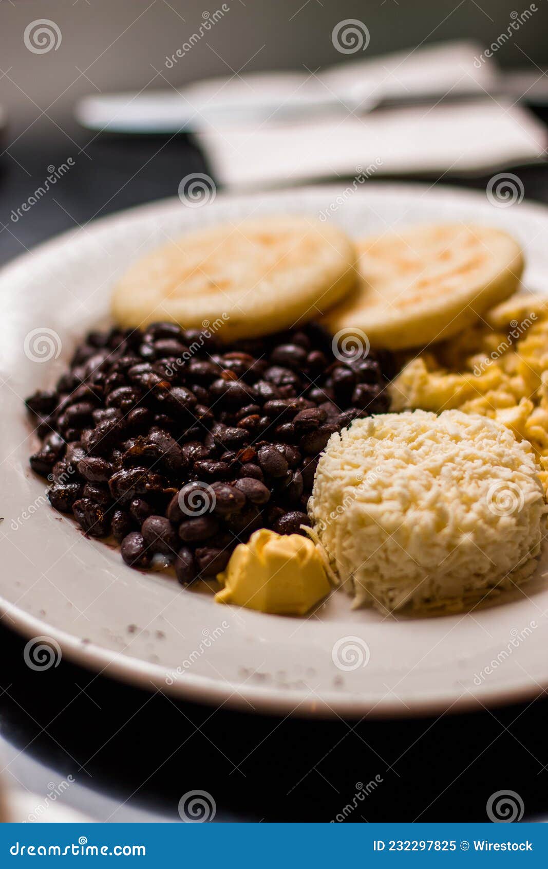 Venezuelan-type Creole Breakfast with Grains, Scrambled Egg and Grated ...