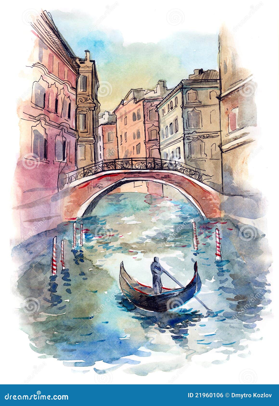 Venice stock illustration. Illustration of cane, flowers - 21960106