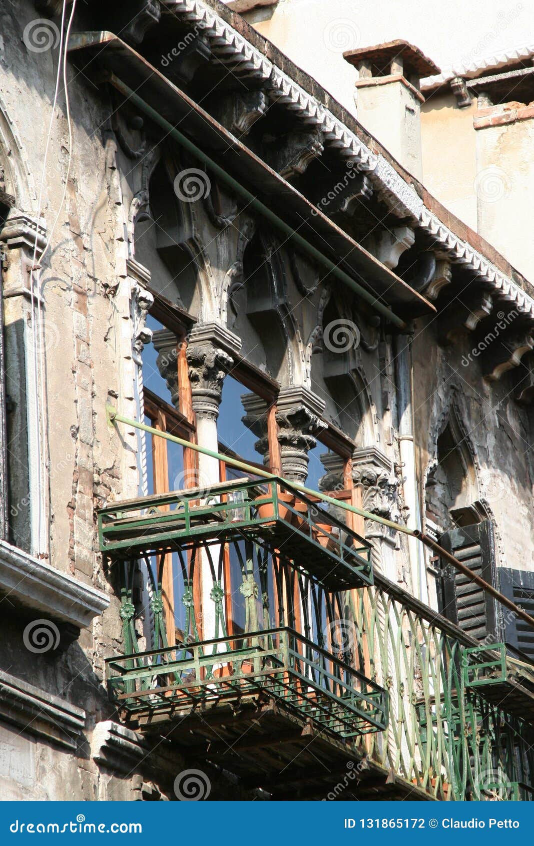Venice, Balcony of an Ancient Palace, Detail Stock Photo - Image of ...
