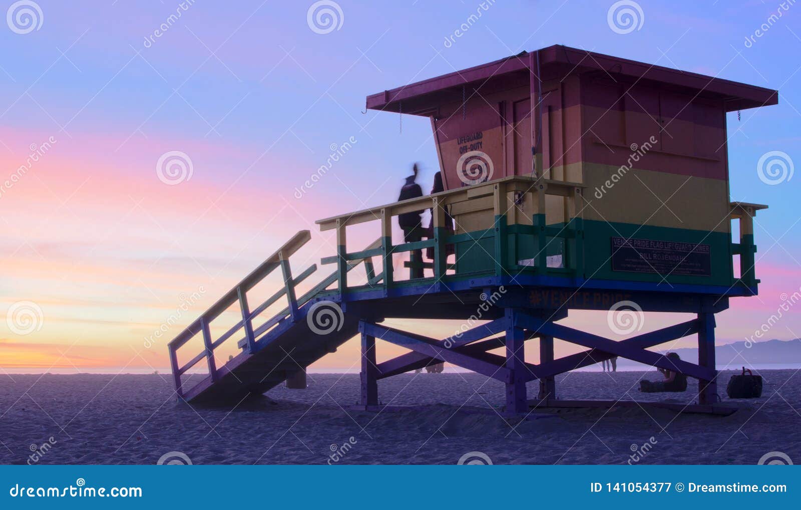Venice Beach Lifeguard Shack at Sunset Stock Image - Image of beach ...