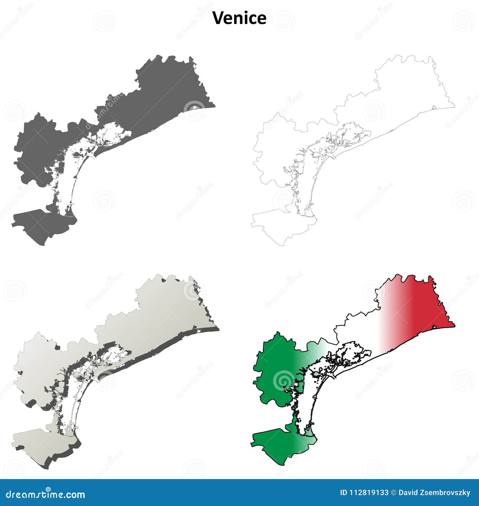 Veneto Blank Detailed Outline Map Set Vector Illustration ...