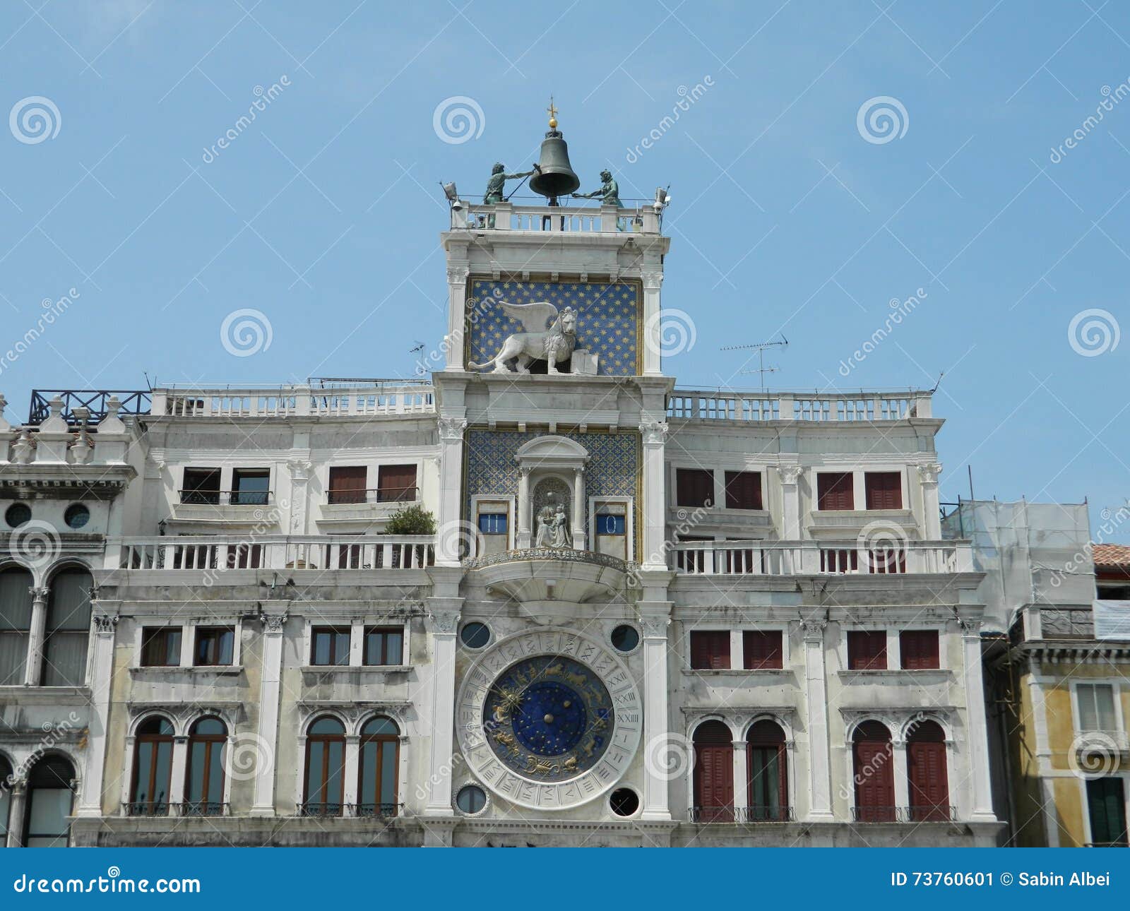 Venice blue zodiac clock. stock image. Image of gold - 73760601