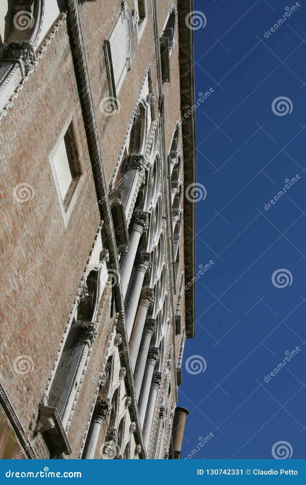 Venice, Brick Building with Windows and Columns Stock Image - Image of ...
