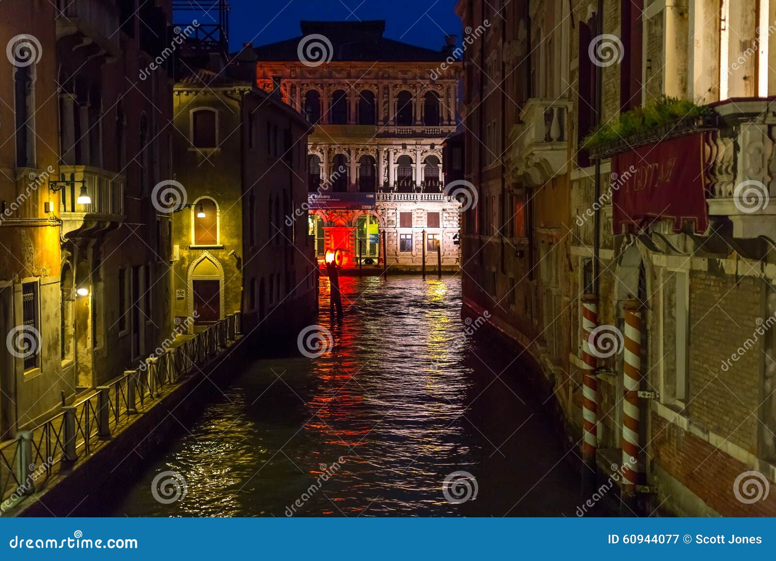 Venice Canal at Night stock image. Image of night, venice - 60944077