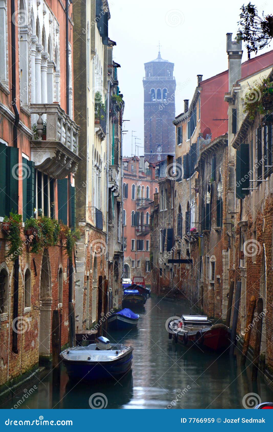 Venice - canal in the rain stock image. Image of aisle - 7766959