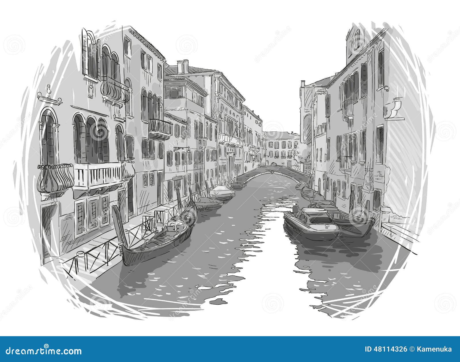 Venice canal vector sketch stock vector. Illustration of venice - 48114326