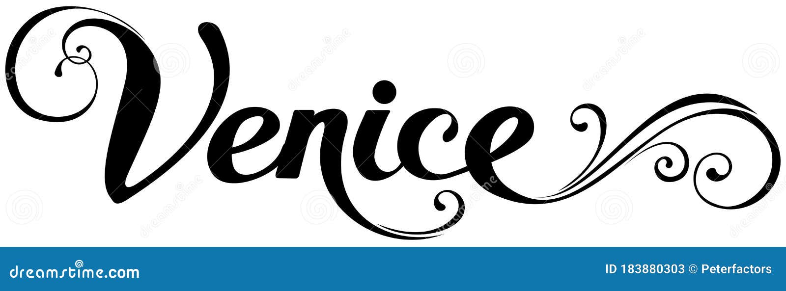 Venezia Calligraphy Brush Lettering Text Design Element Cartoon Vector ...
