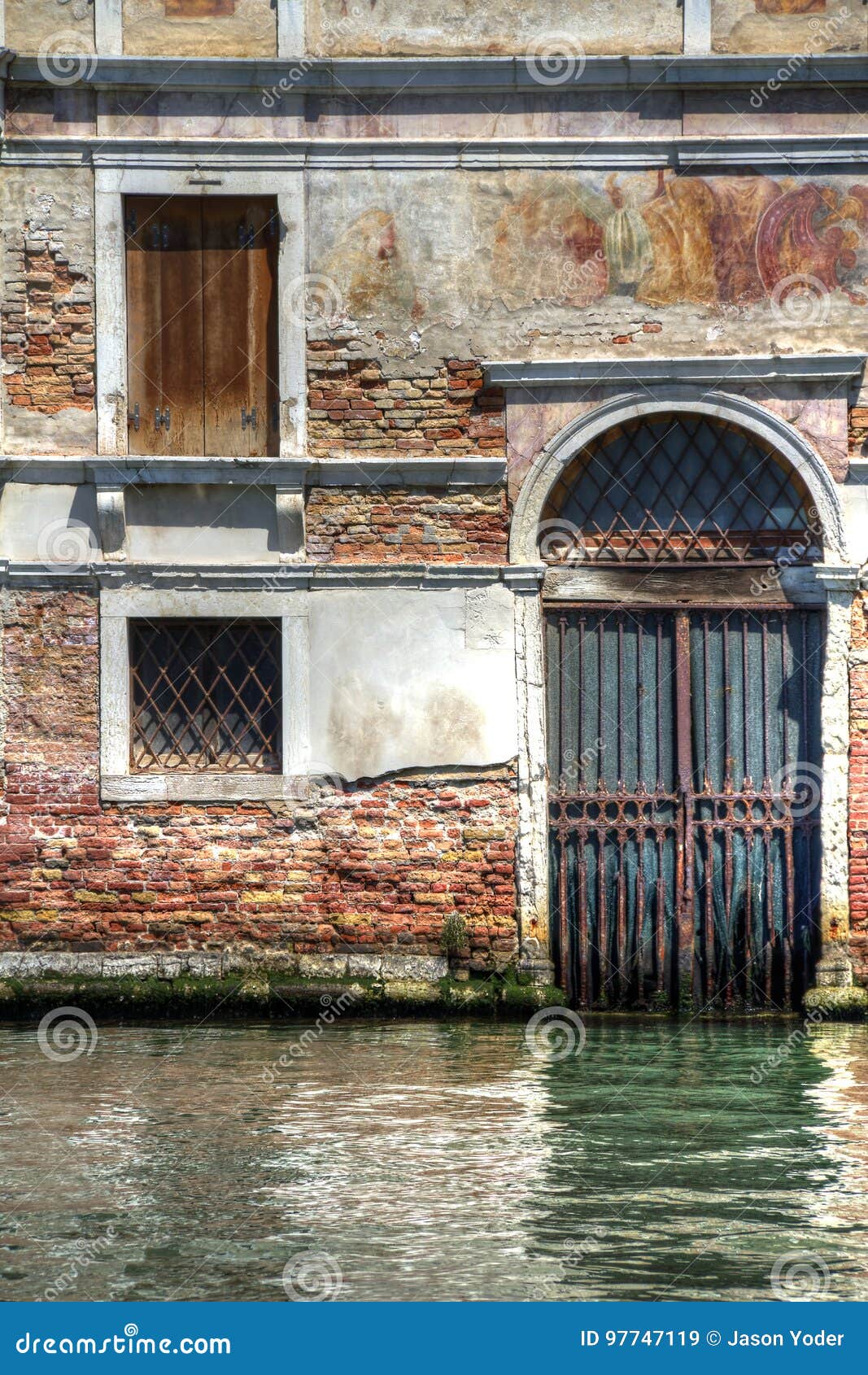 Venice Door with Canal stock image. Image of scenics - 97747119