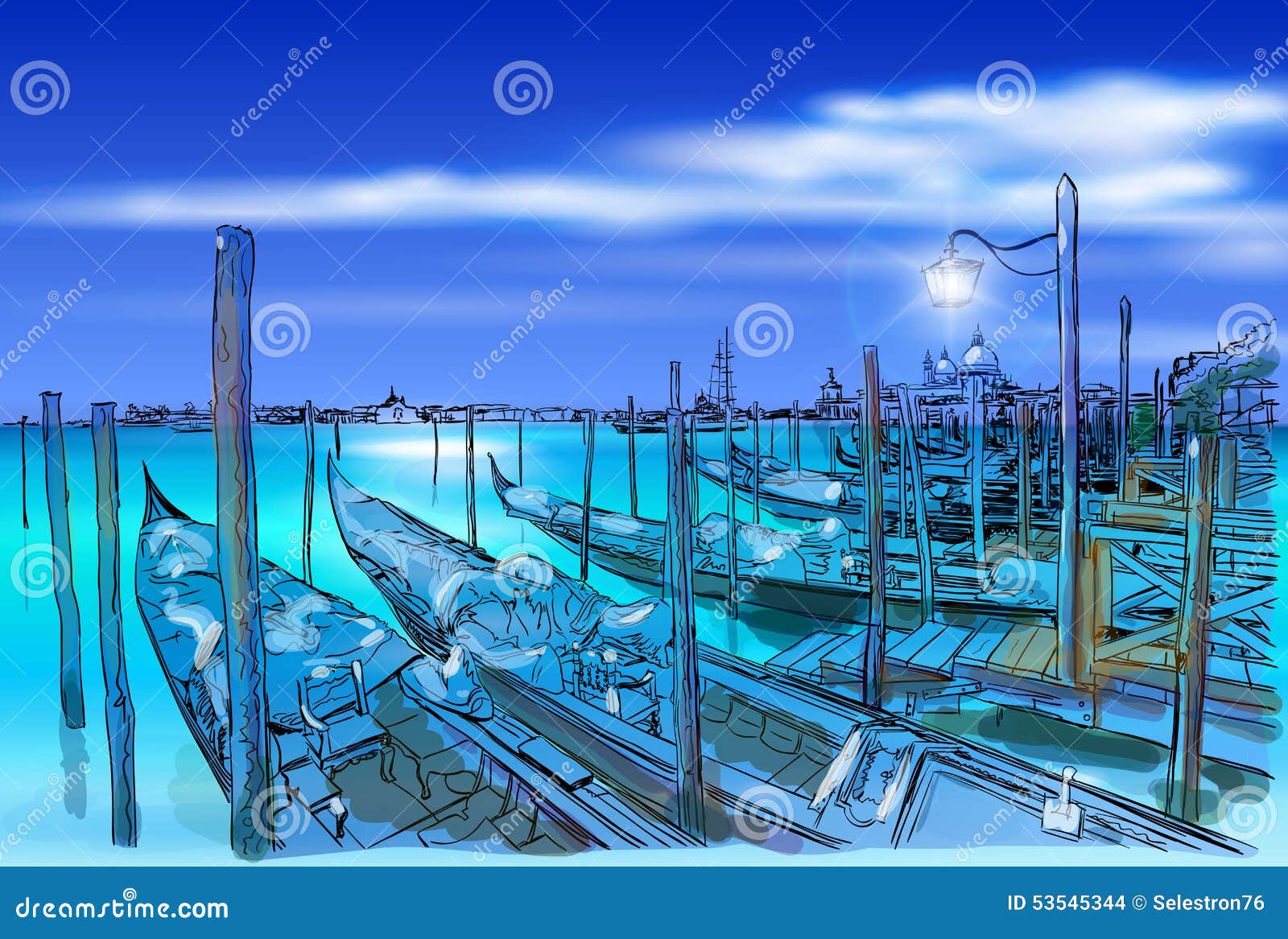 Venice. Quay Piazza San Marco Cartoon Vector | CartoonDealer.com #53394639