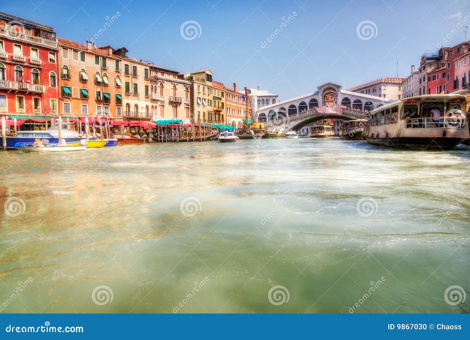 Venice Grand Canal and Realto Bridge View Stock Photo - Image of ...