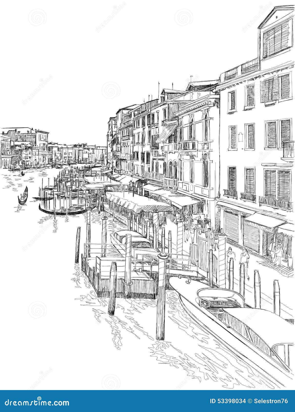 Venice - Grand Canal stock vector. Illustration of landmark - 53398034