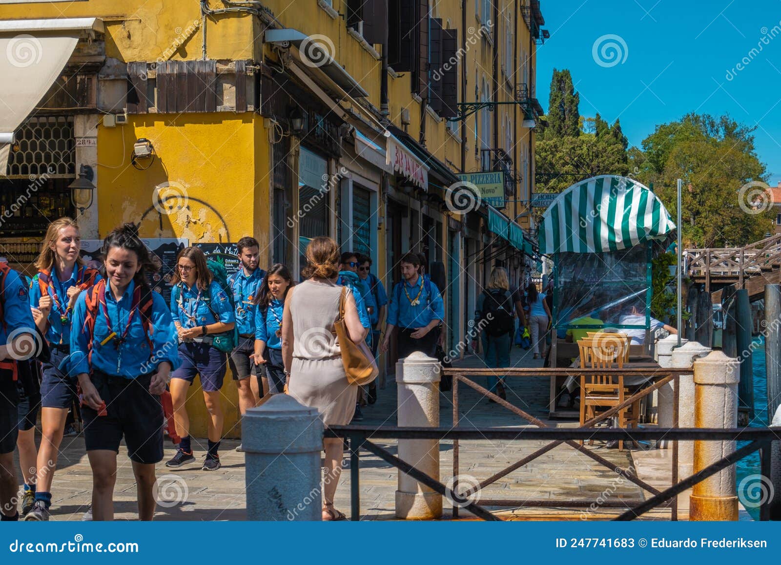 VENICE, ITALY - August 27, 2021: View of Group of Scouts Walking Along ...
